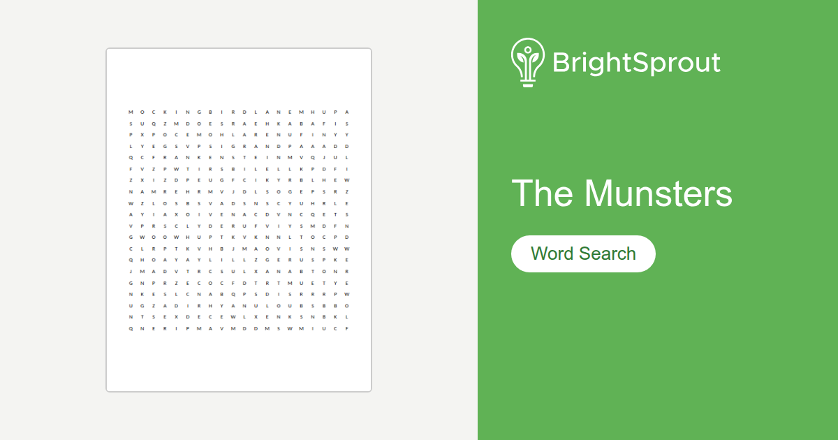 The Munsters Word Search - Free Printable | BrightSprout