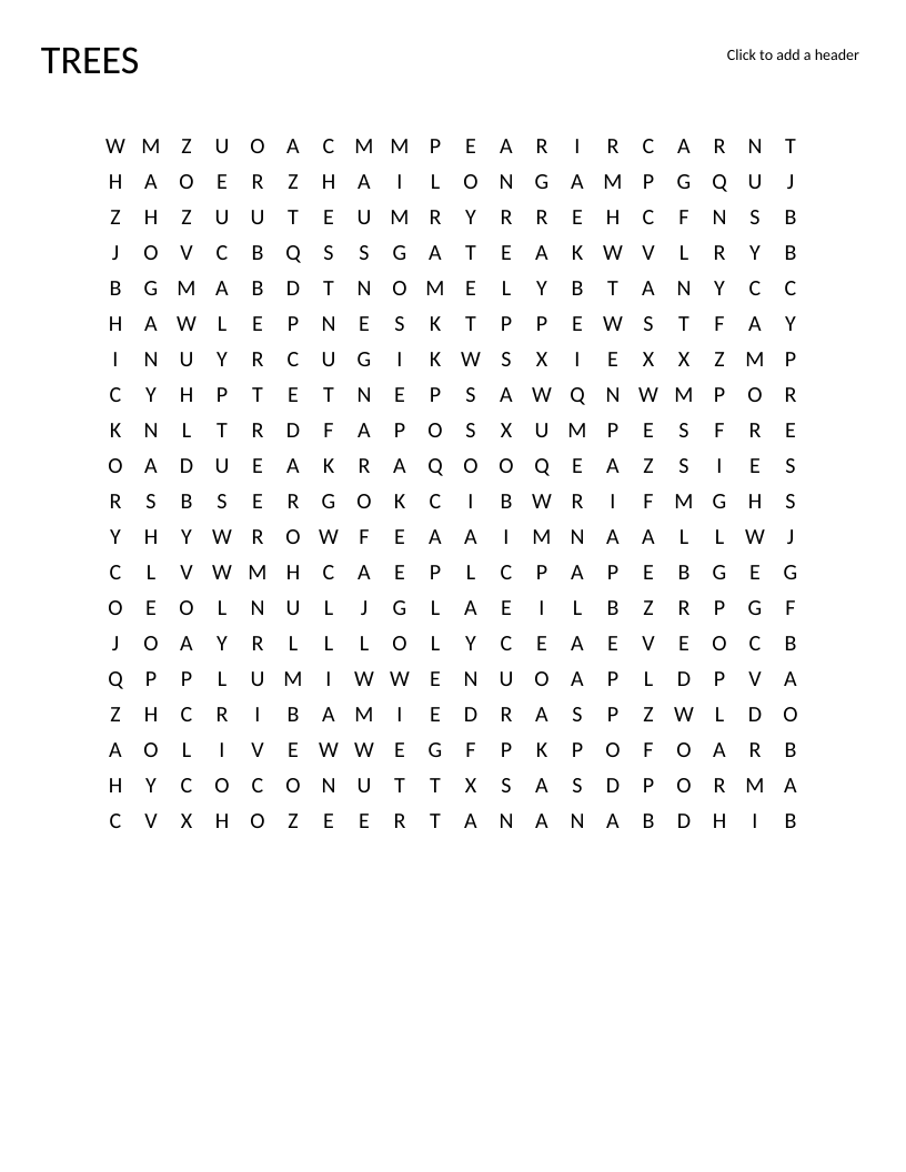 Trees Word Search - Free Printable | BrightSprout