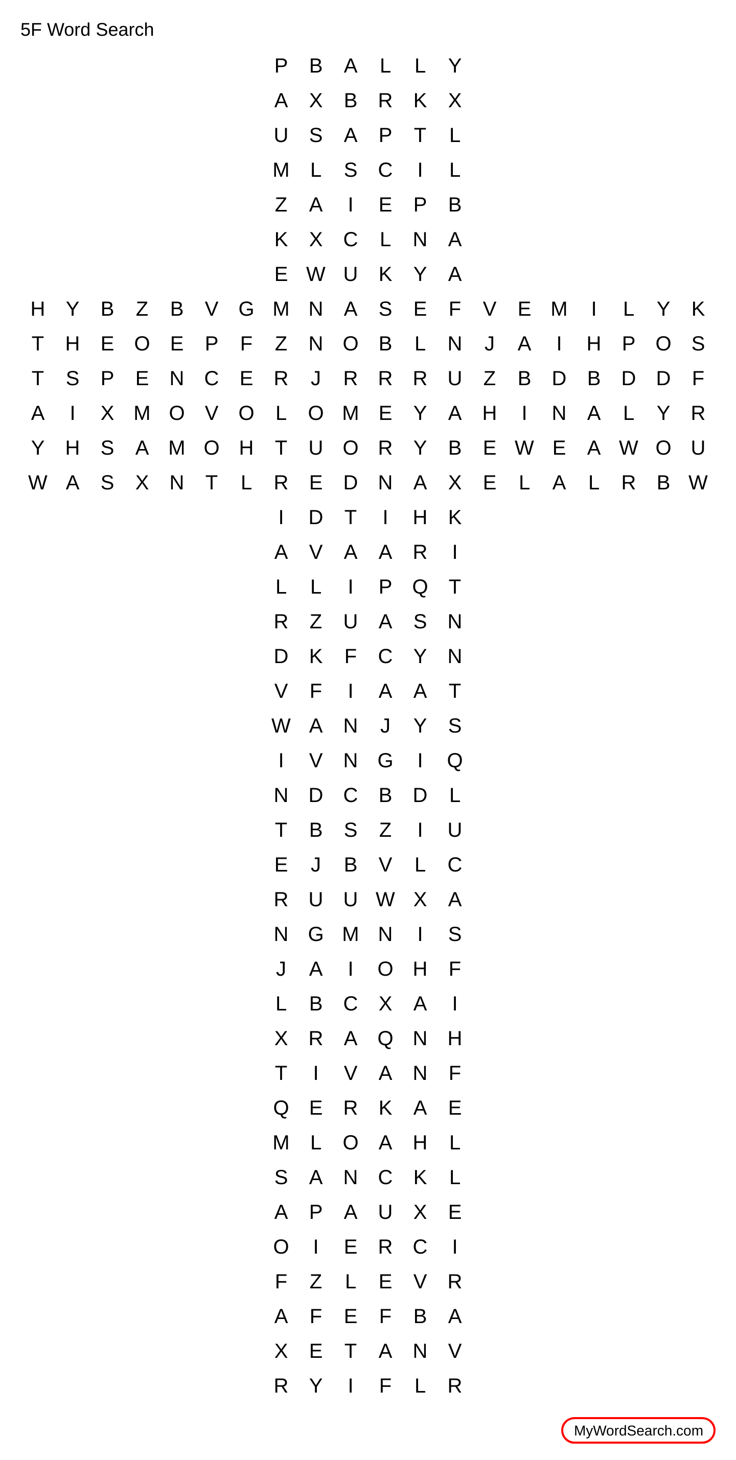 5F Word Search
