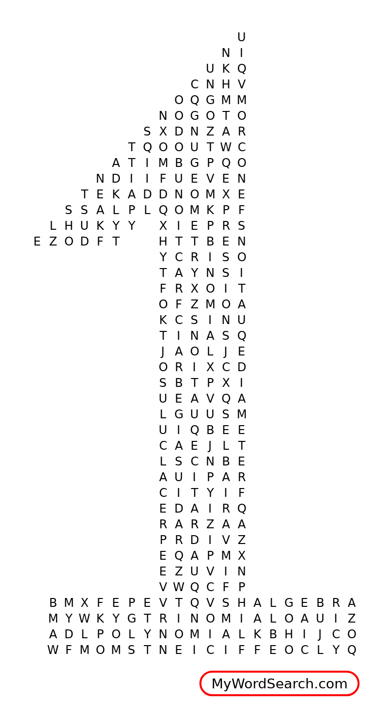 ALGEBRA CROSS WORD PUZZLE