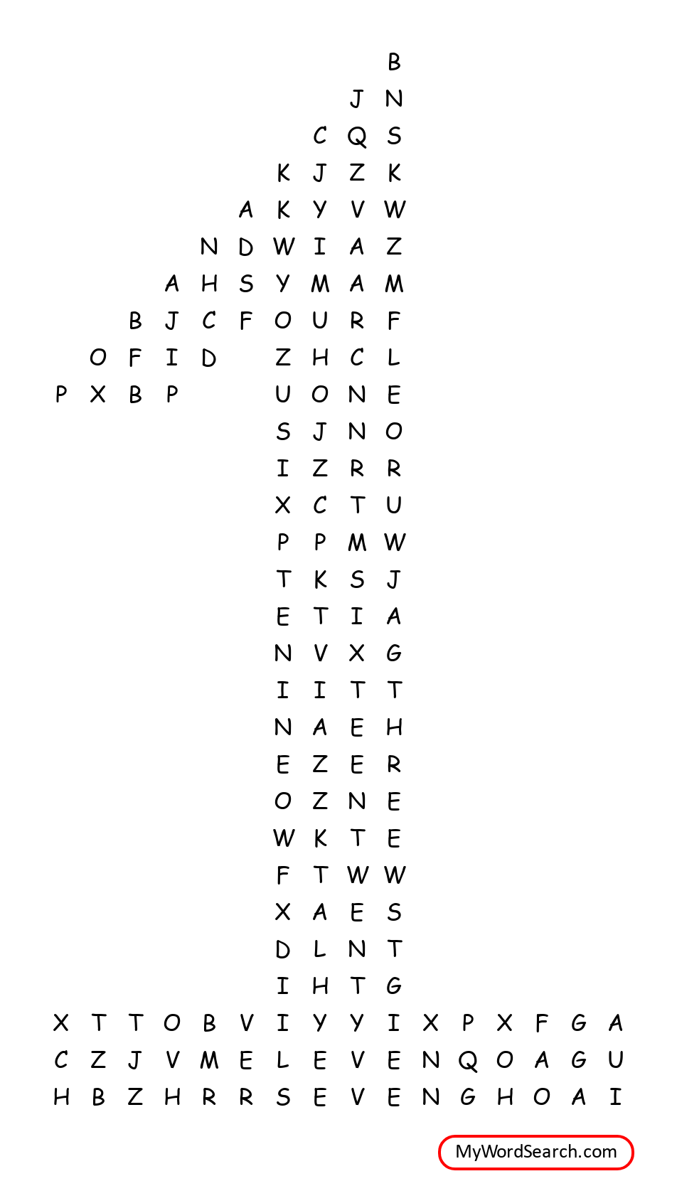 Addition Word Search