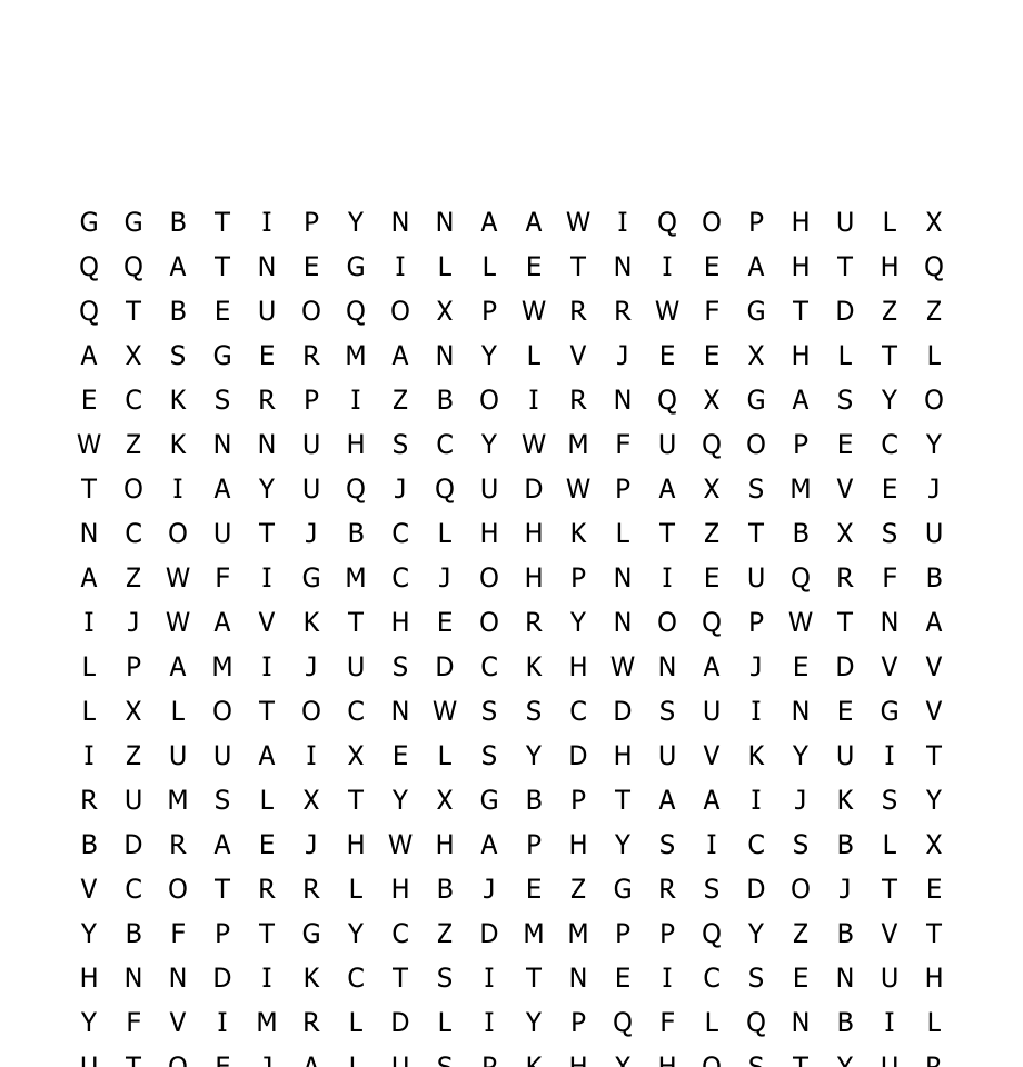 Albert Einstein Word Search