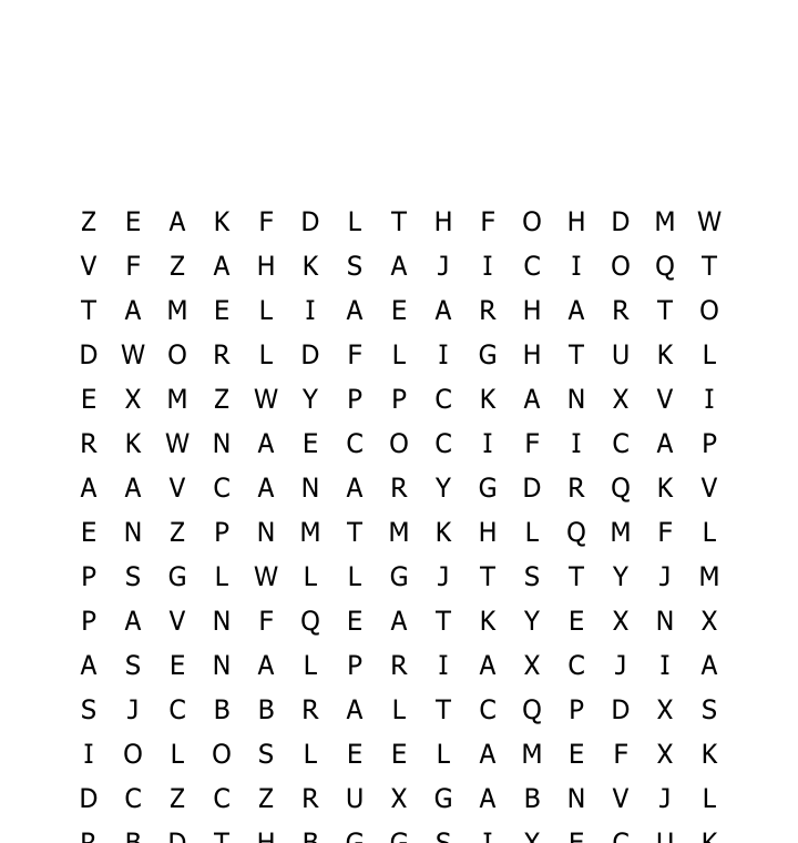 Amelia Earhart Word Search