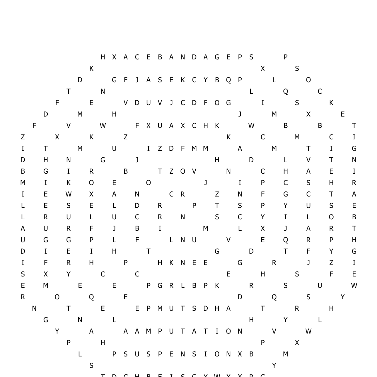 Amputation Word Search