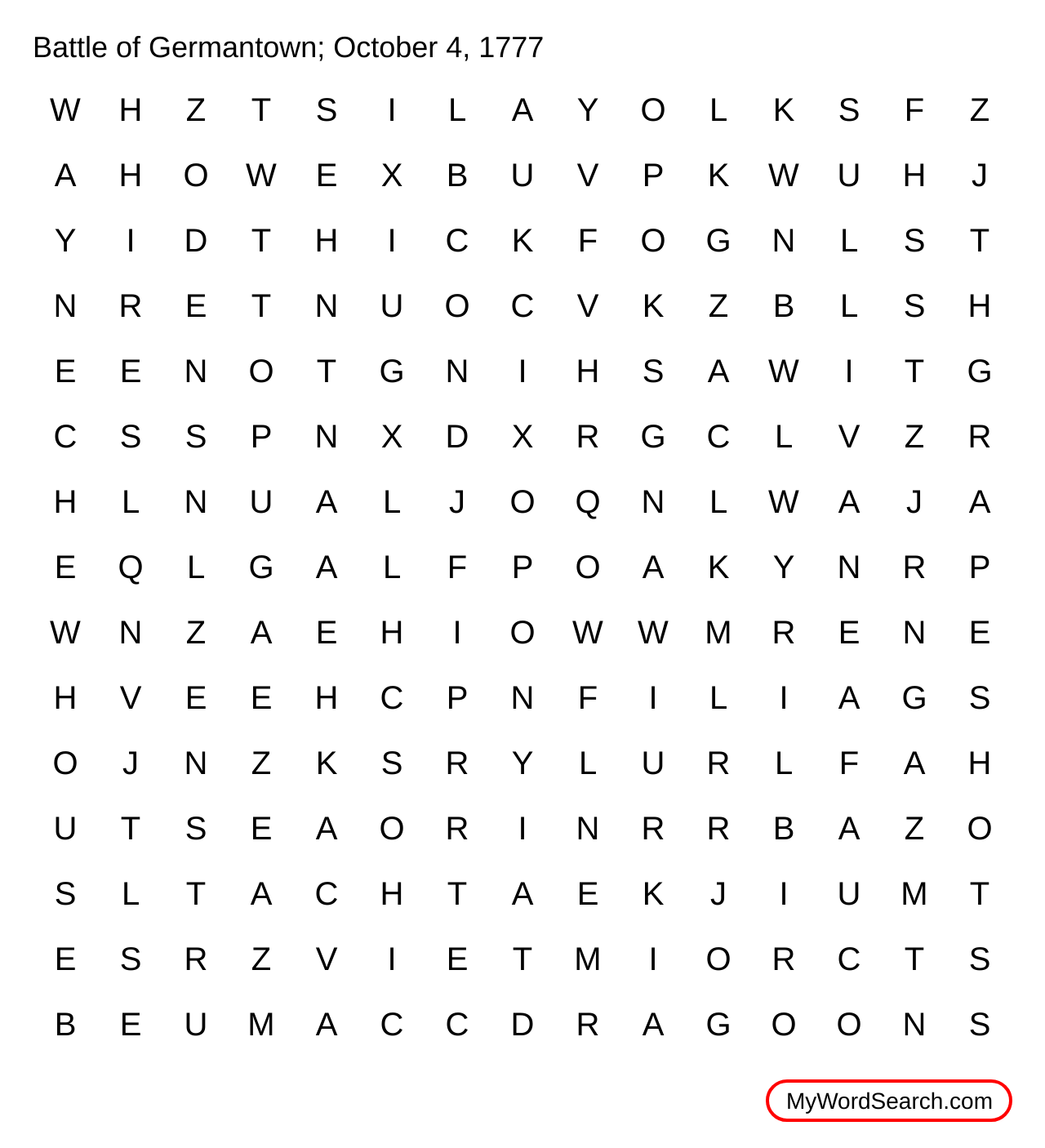 Battle of Germantown; October 4, 1777