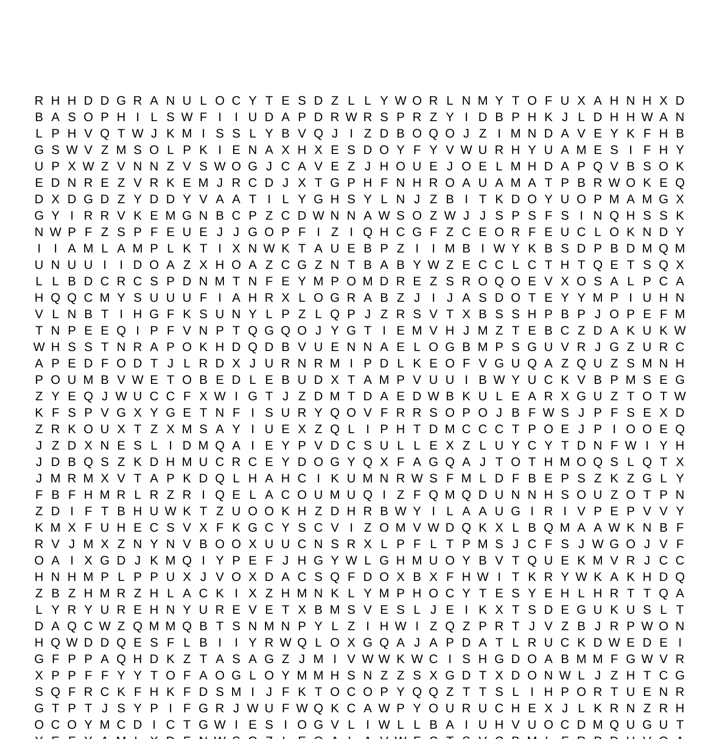 Blood Vocabulary Word Search