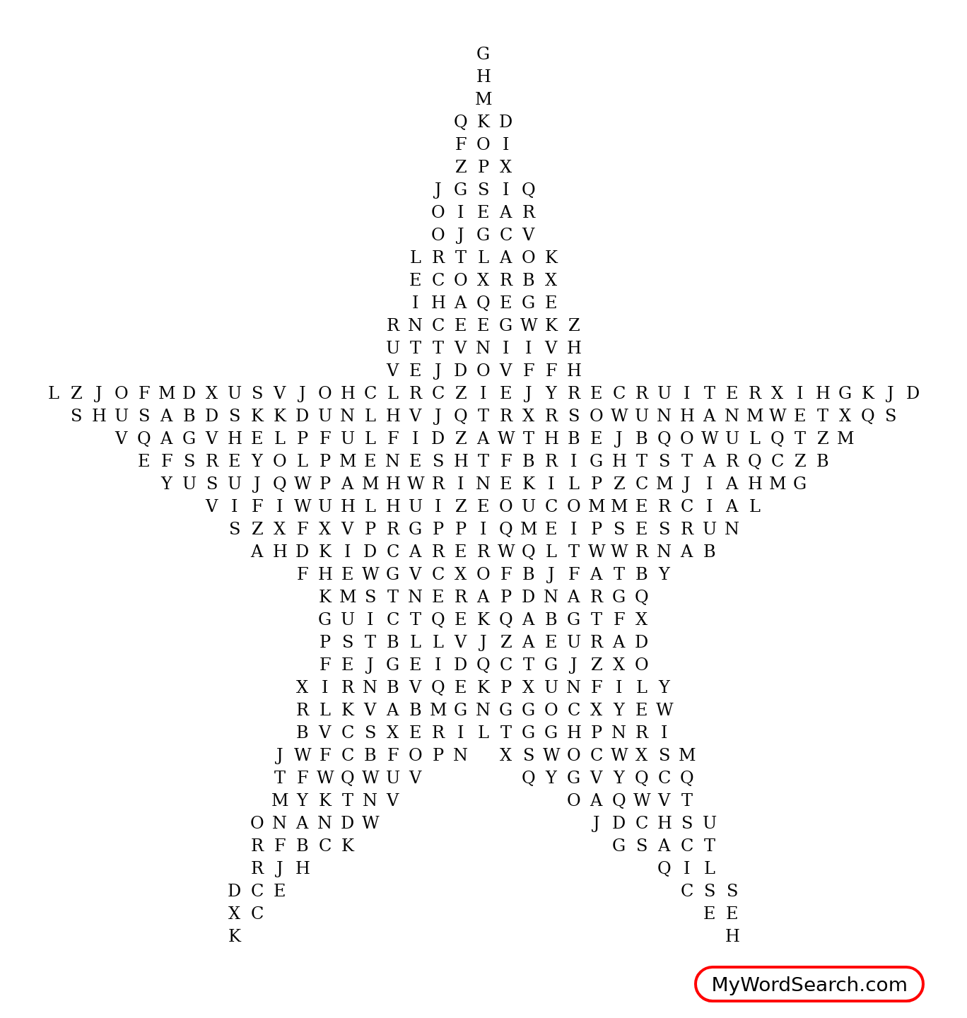 Bright Star Word Search