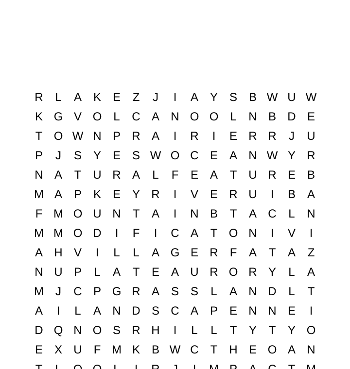 Changing Landscape Wordsearch