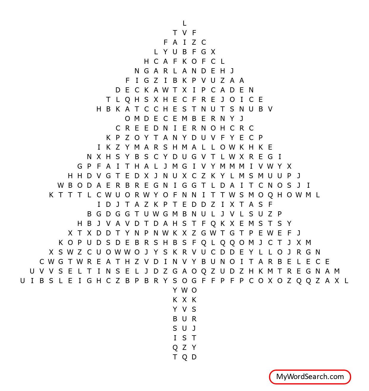 Christmas Spelling List