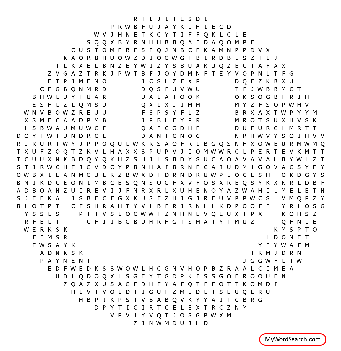 Customer Service Word Search