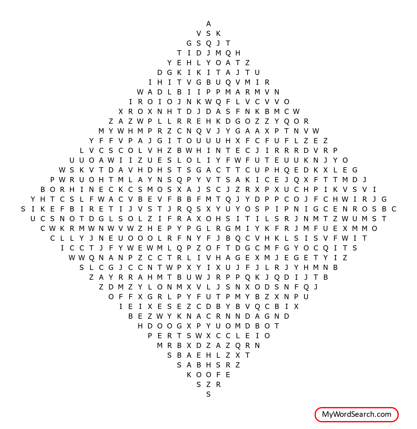 Diamond word search