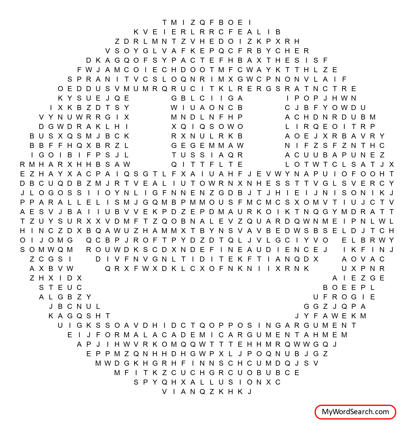 English 102 Word Search