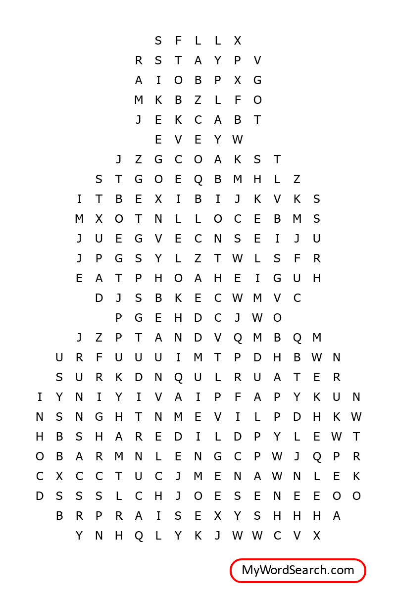 FILL A BUCKET WORD SEARCH
