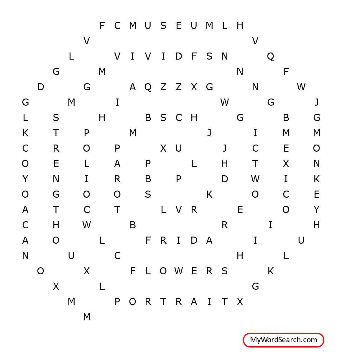 FRIDA KHALO "word search"