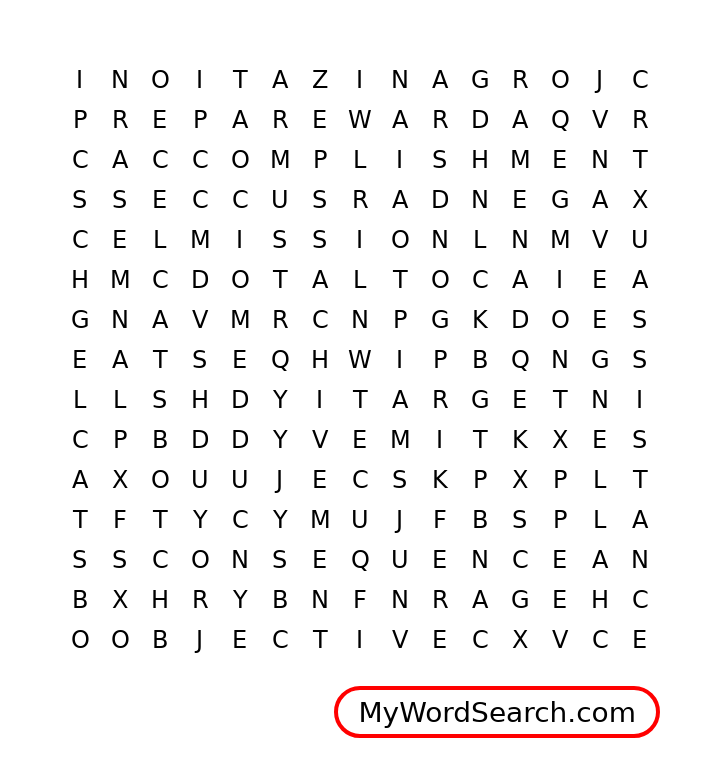 Goals Word Search