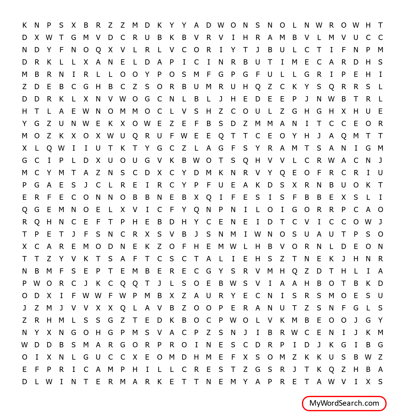 Good Noodle Word Search