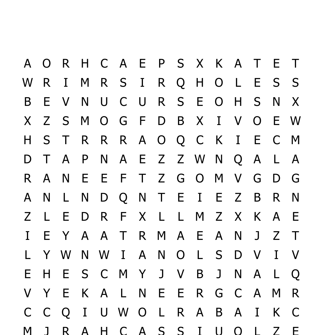 Holes Word Search