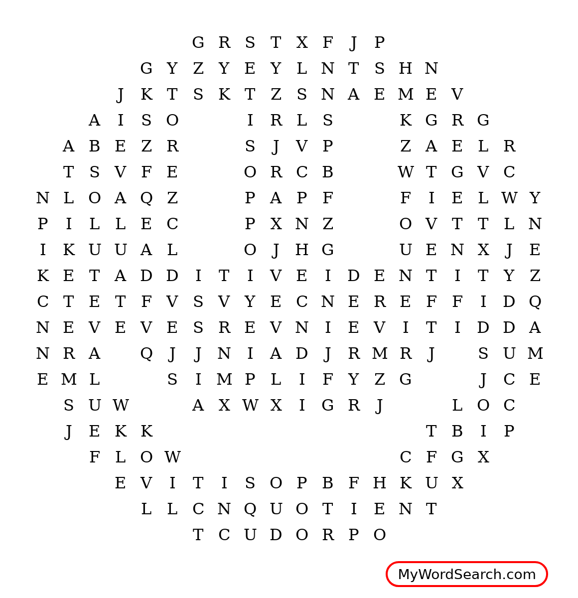 Integers Word Search