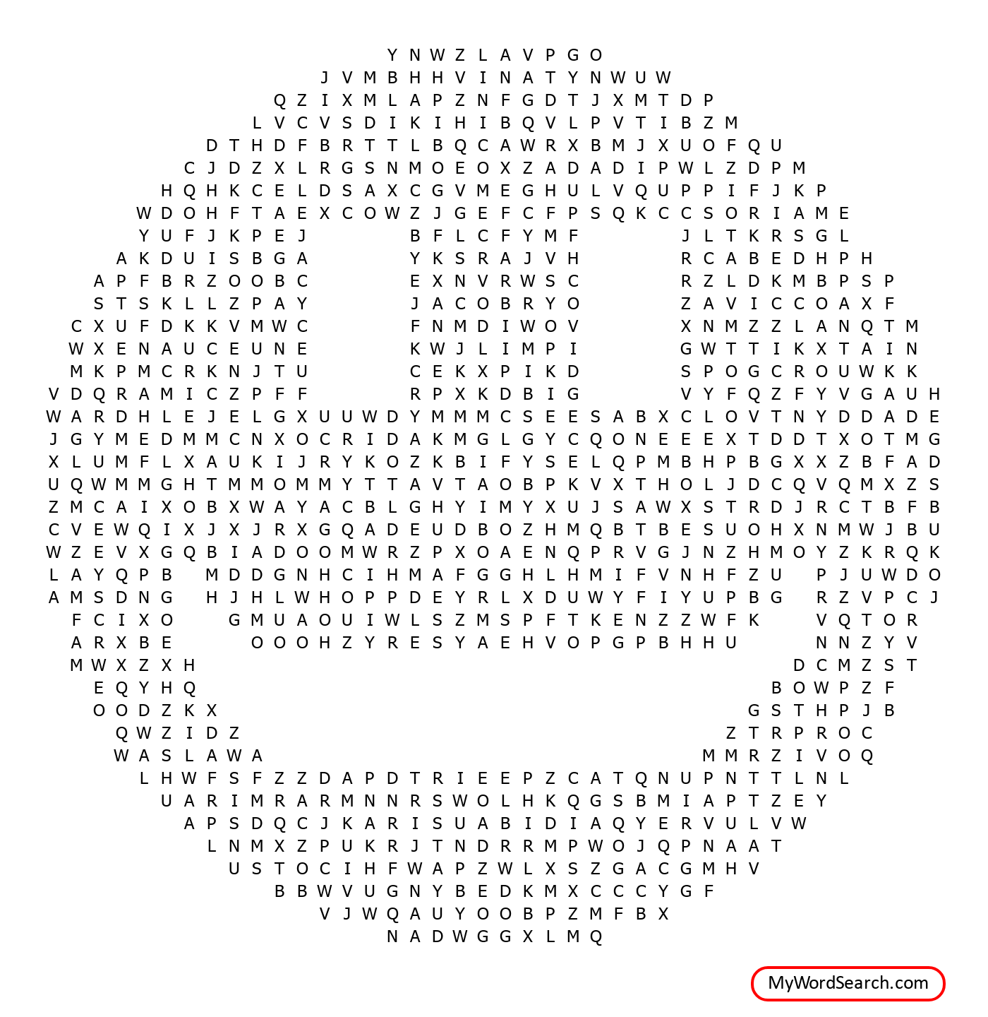 Jacob's July Word Search