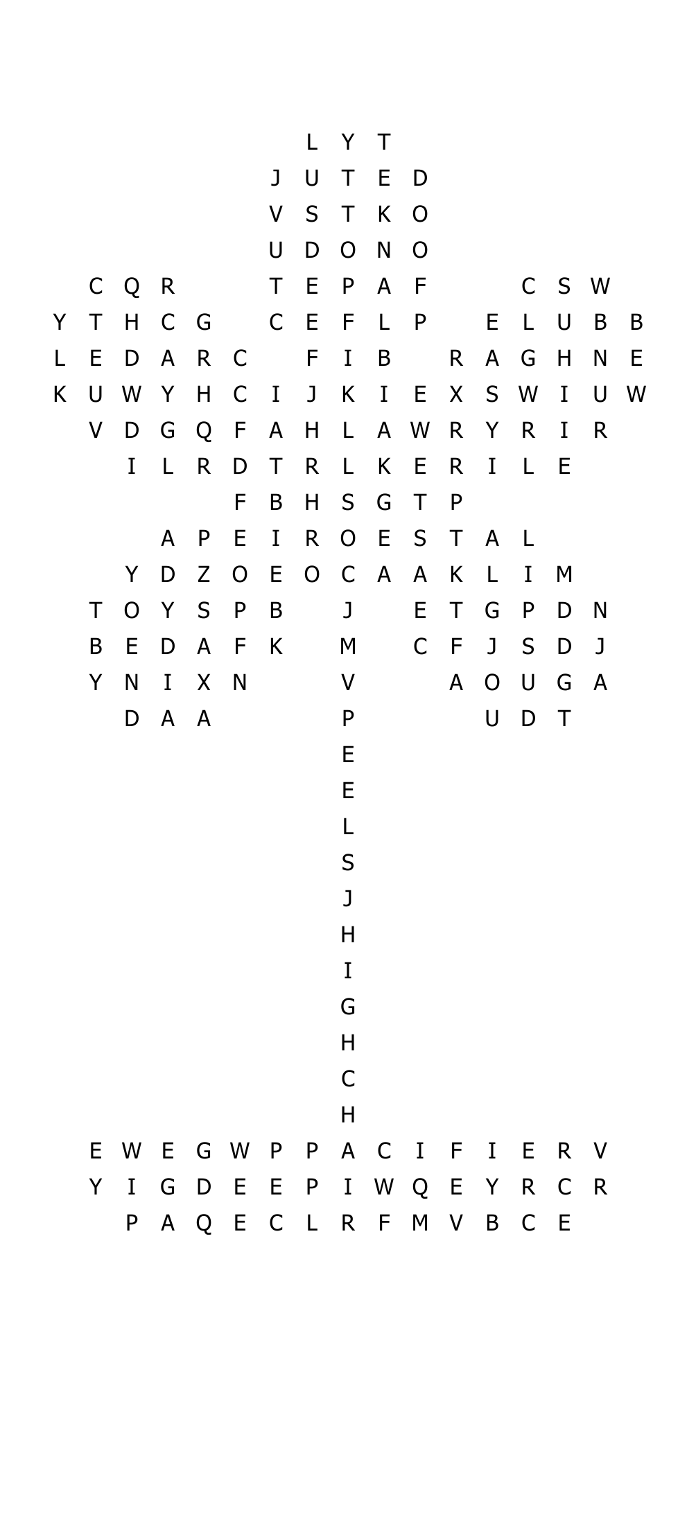 Jenna's shower word search