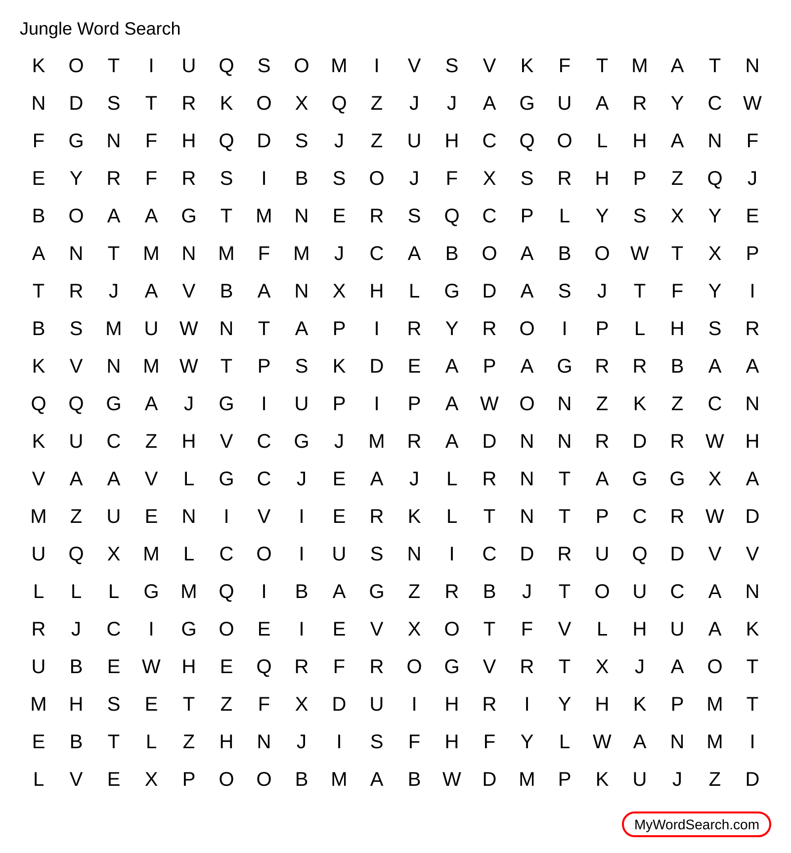 Jungle Word Search