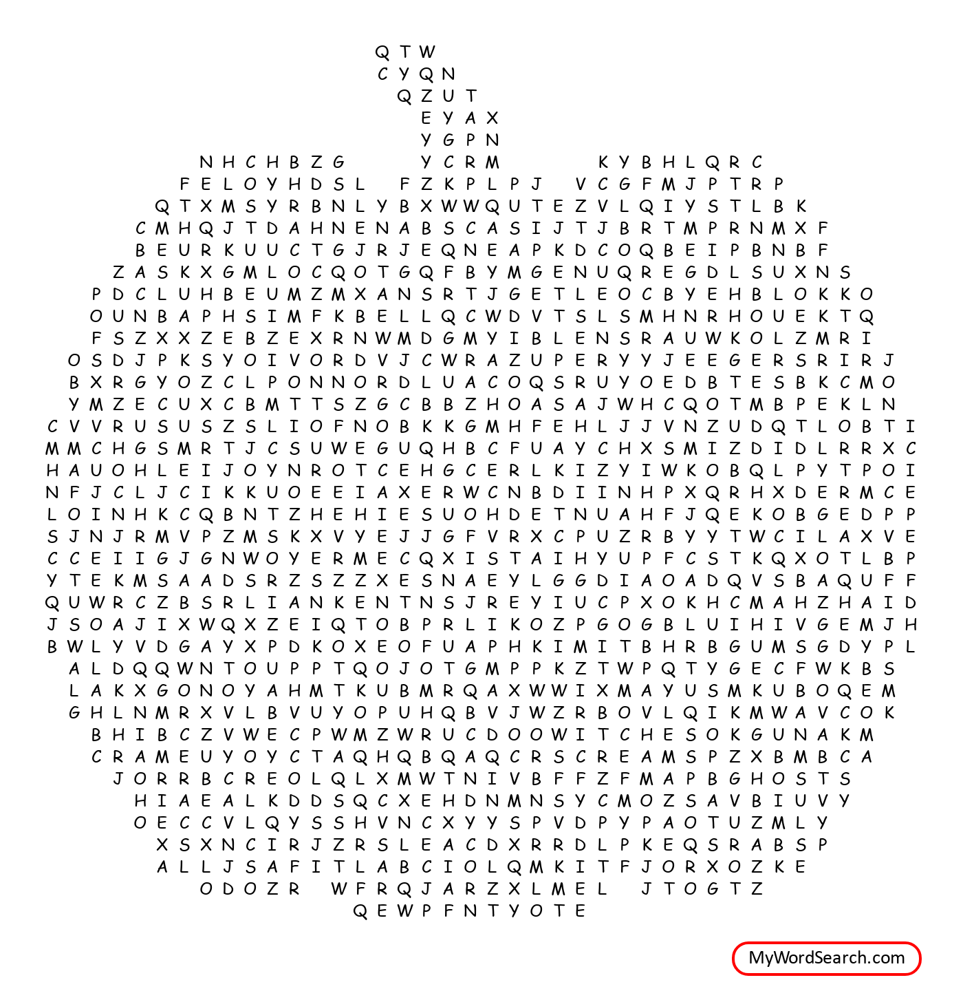 Kingston's Scary Word Search