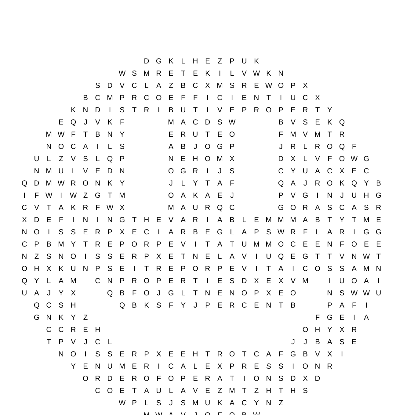 Math Happiness Word Search *ANSWER KEY*