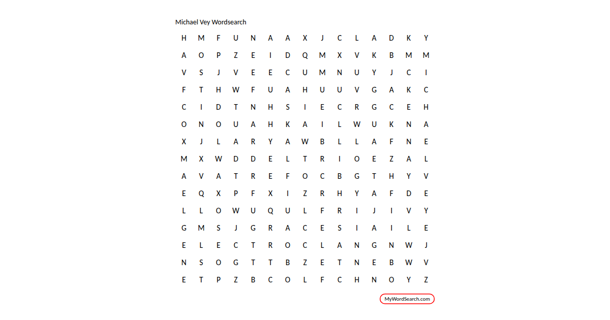 Michael Vey Wordsearch