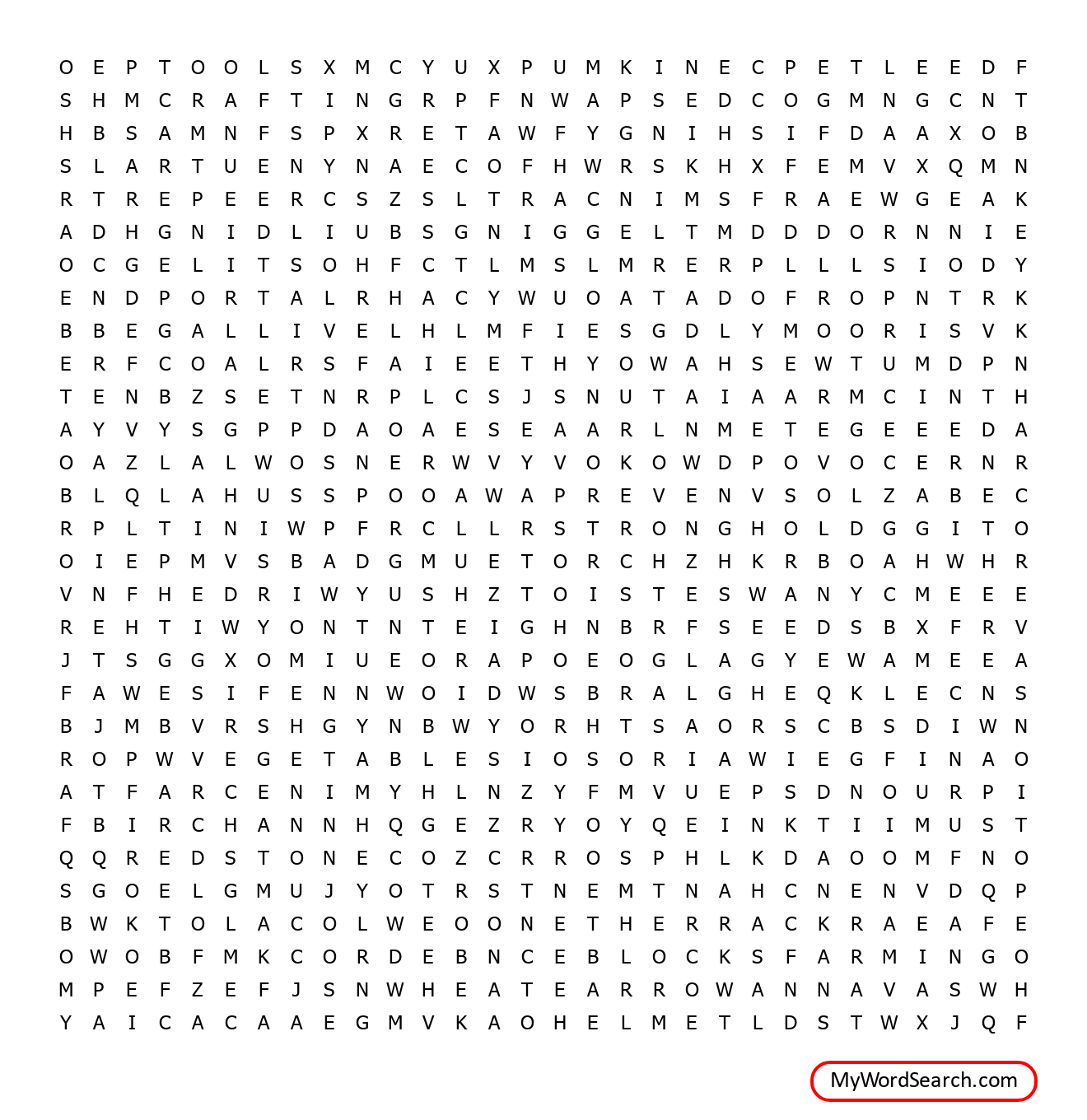Minecraft Word Search