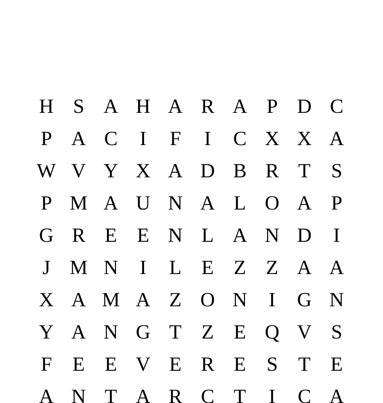 Natural Wonders Word Search