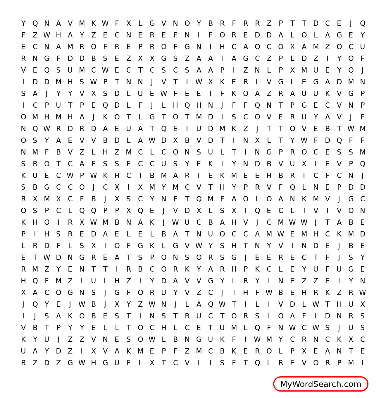 OCC Class Word Search