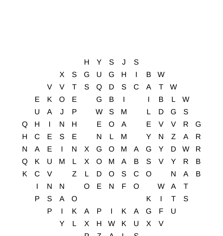 Pika-Pika Word Search