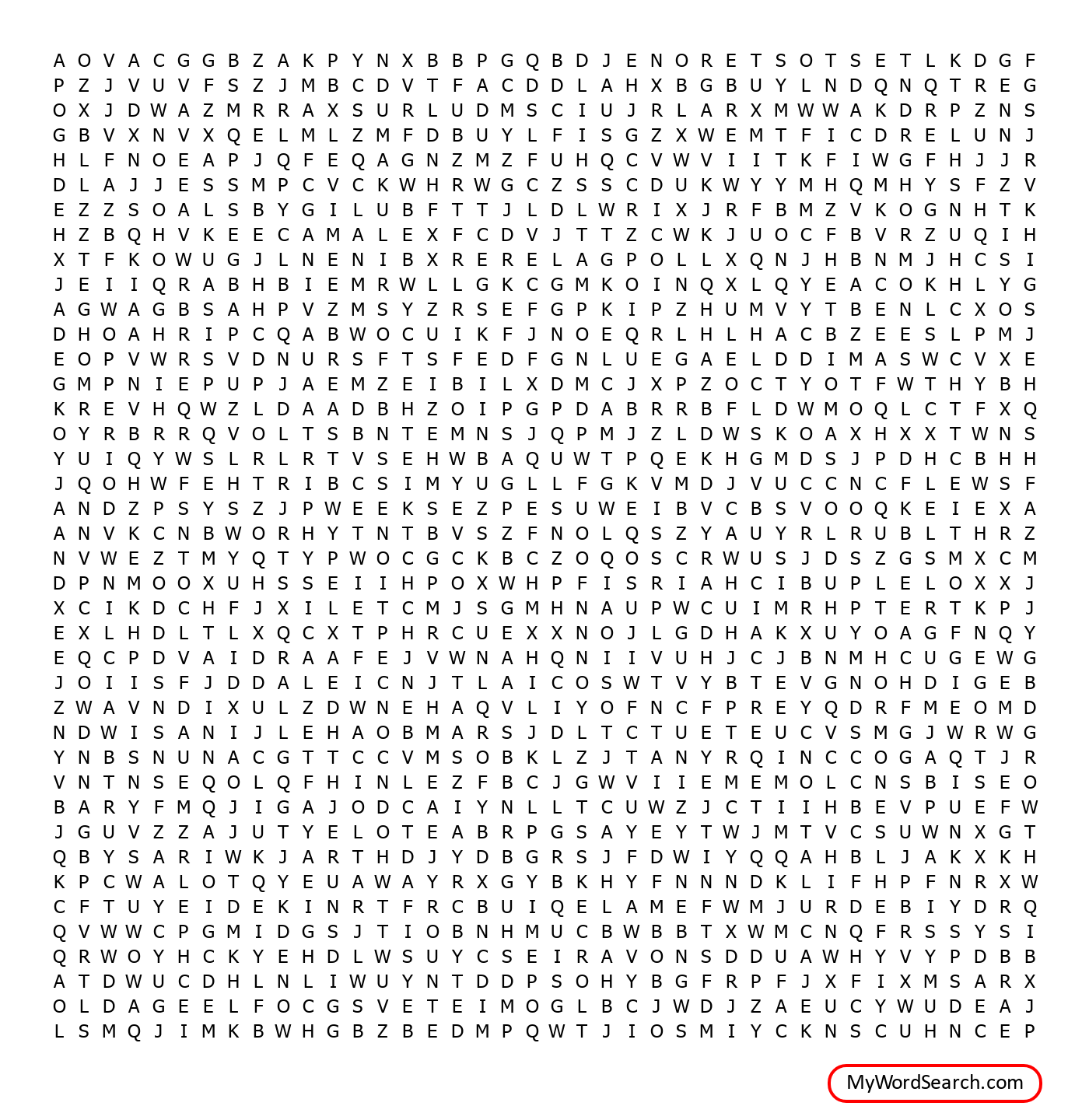 Puberty Word Search