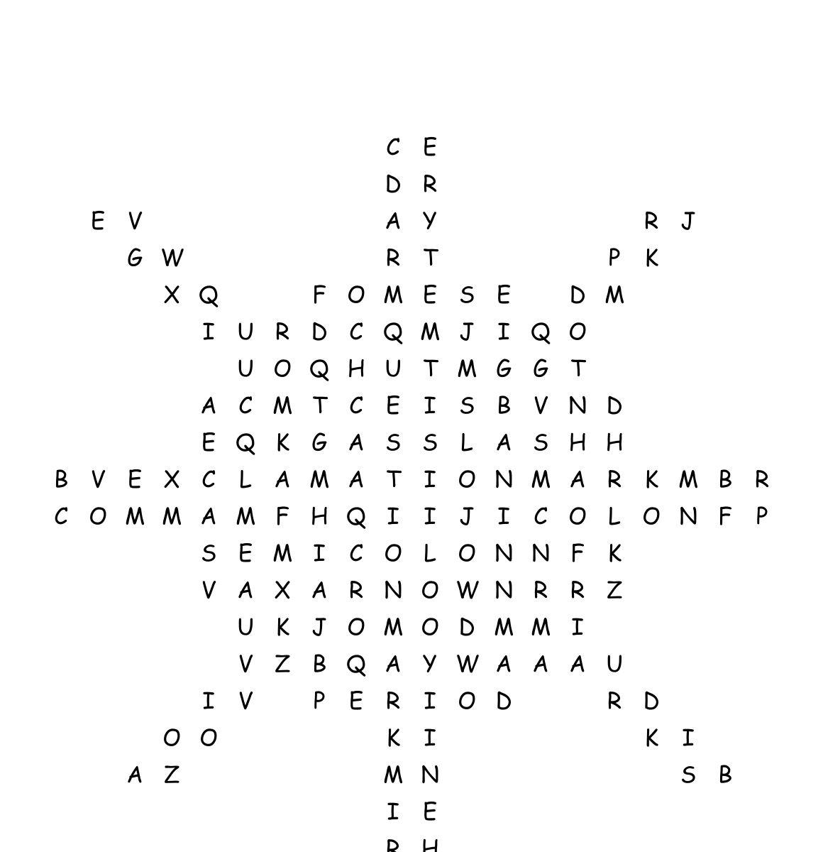 Punctuation Word Search Puzzle