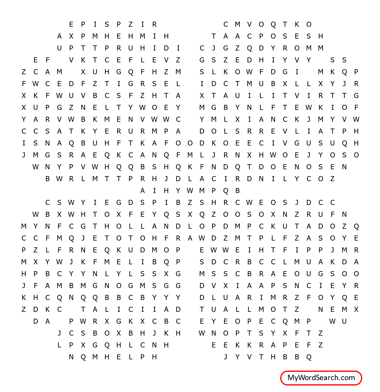 Rabbit Word Search