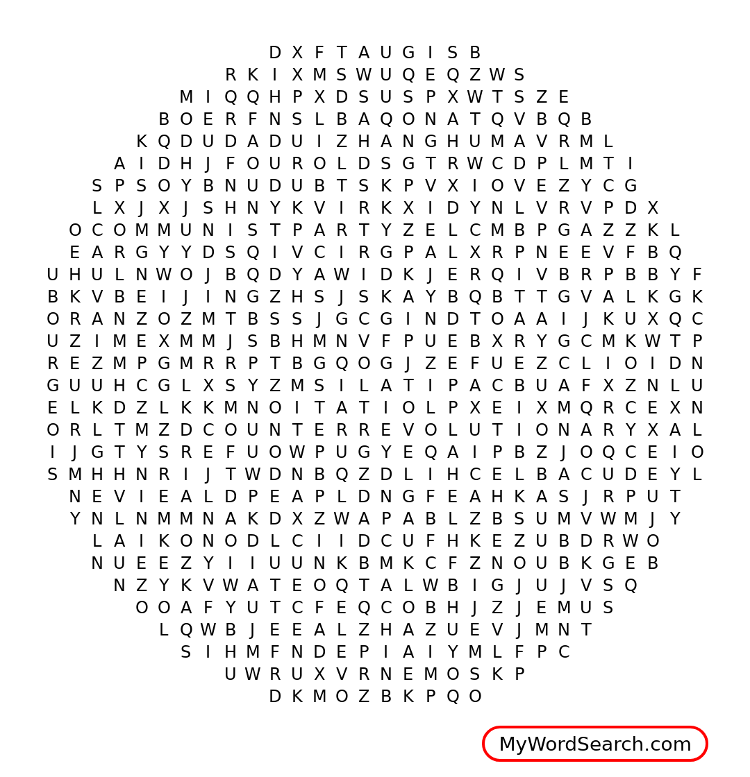 Red Scarf Girl Wordsearch
