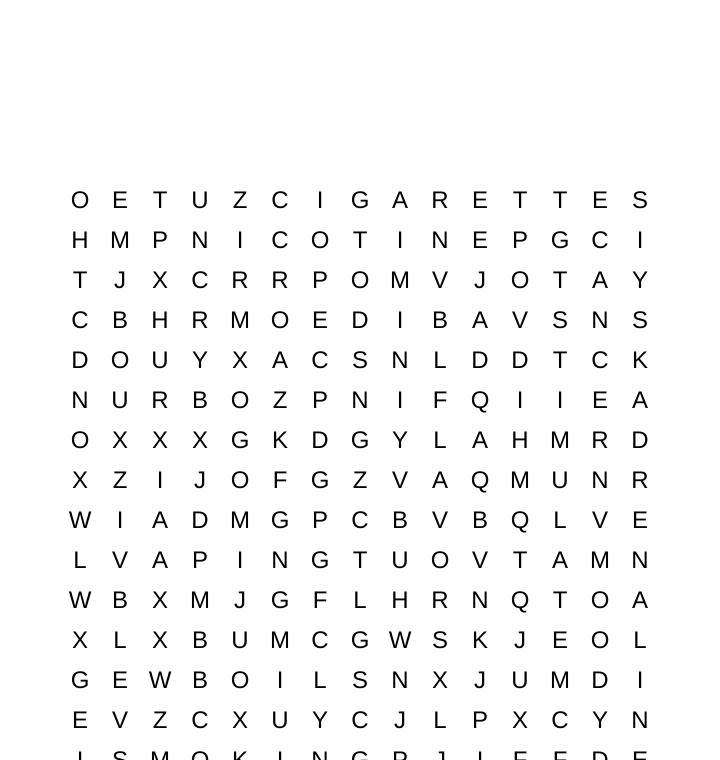 Smoking Word Search