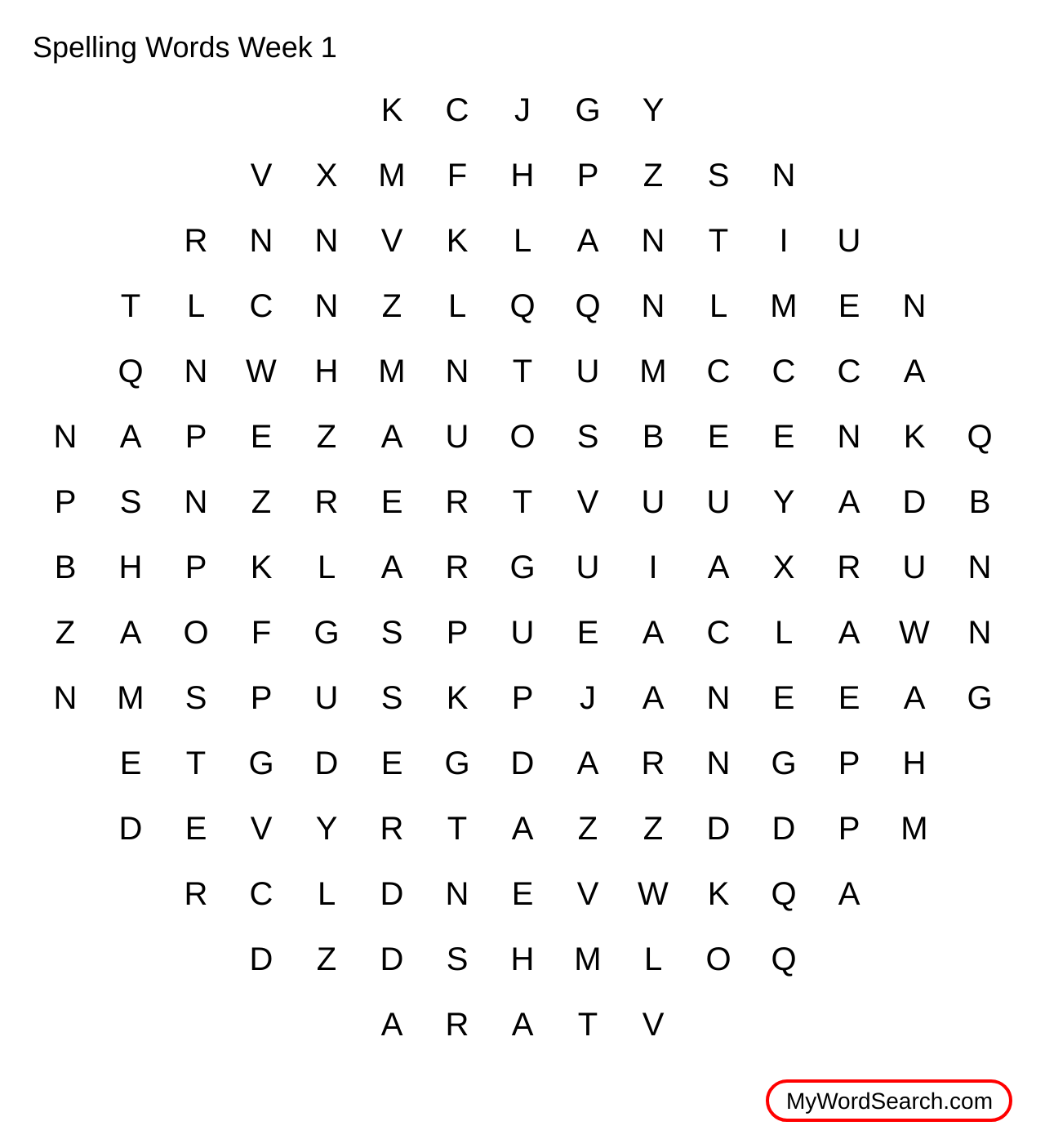 Spelling Words Week 1