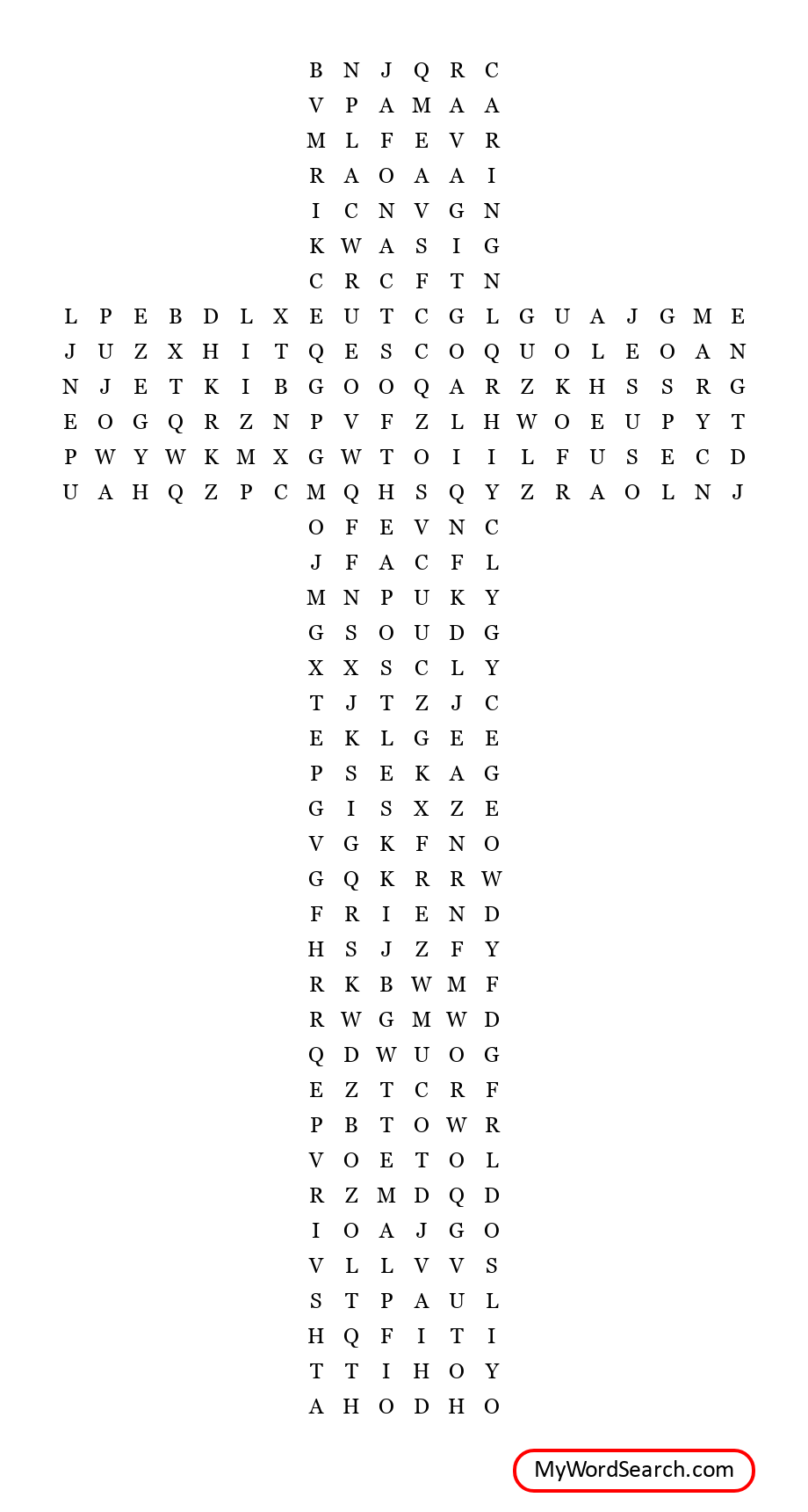 St. Luke's Lucky Saints Cereal Word Search
