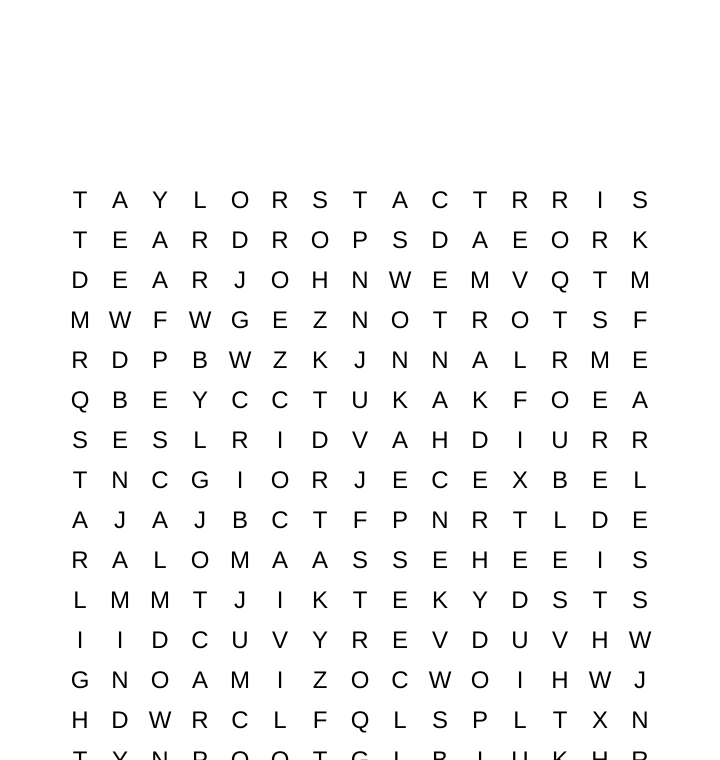 Swiftie Word Search
