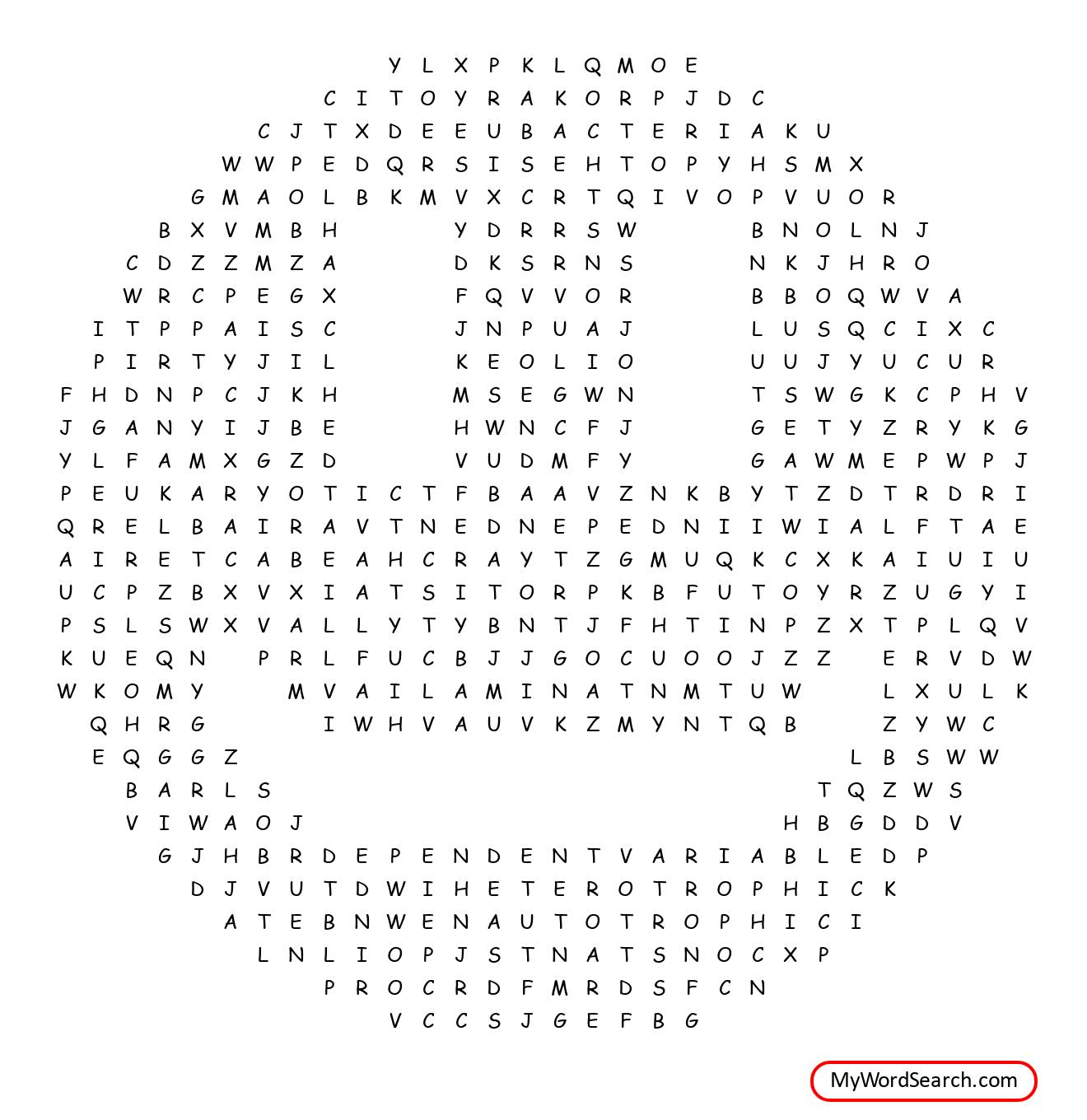 Taxonomy Word Search