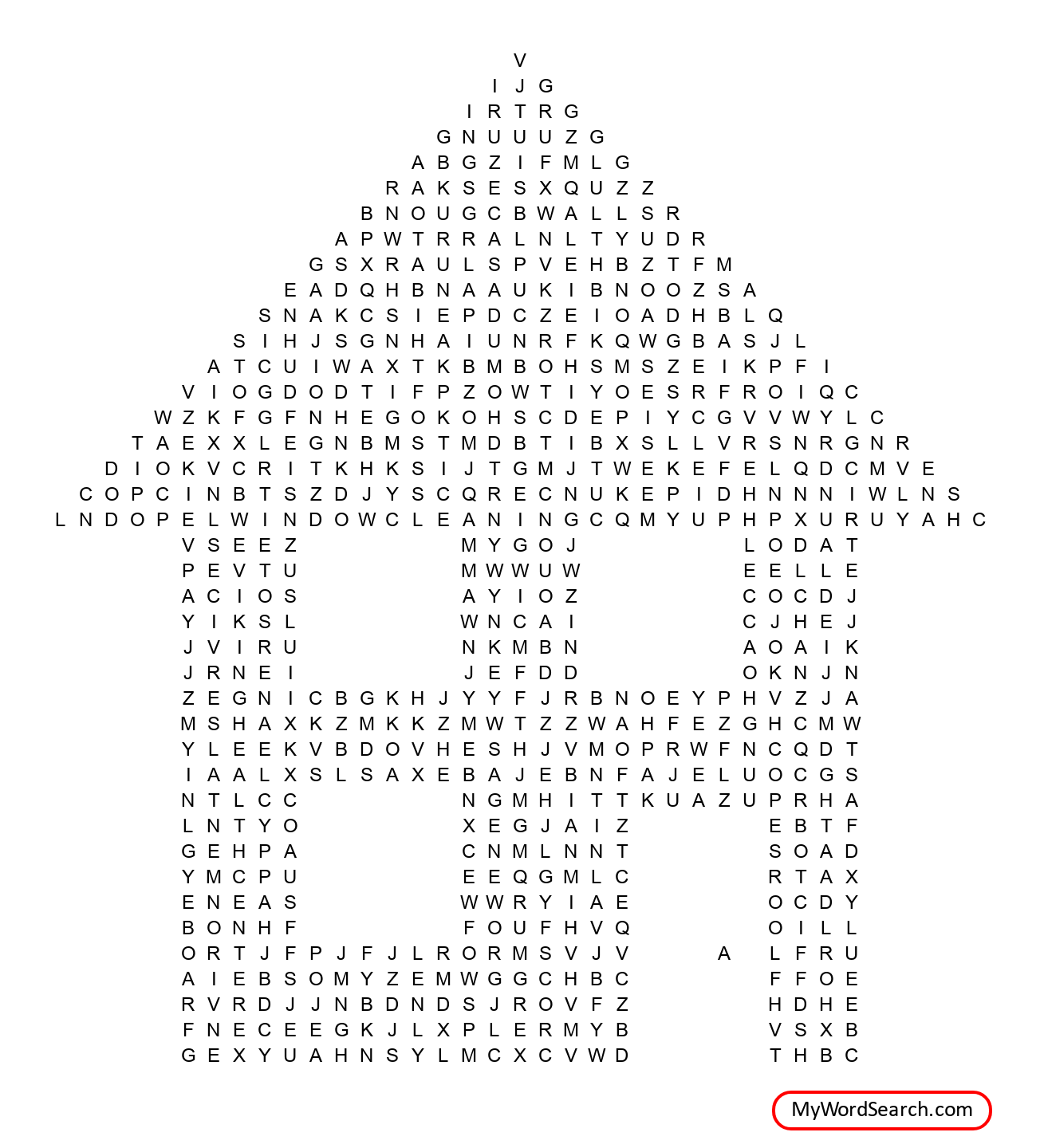 Thursdays housekeeping word search!