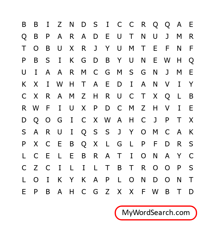 Trooping the Colour Word Search