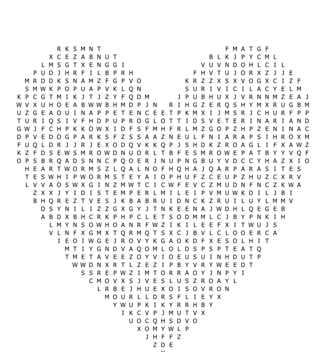 Veterinary wordsearch