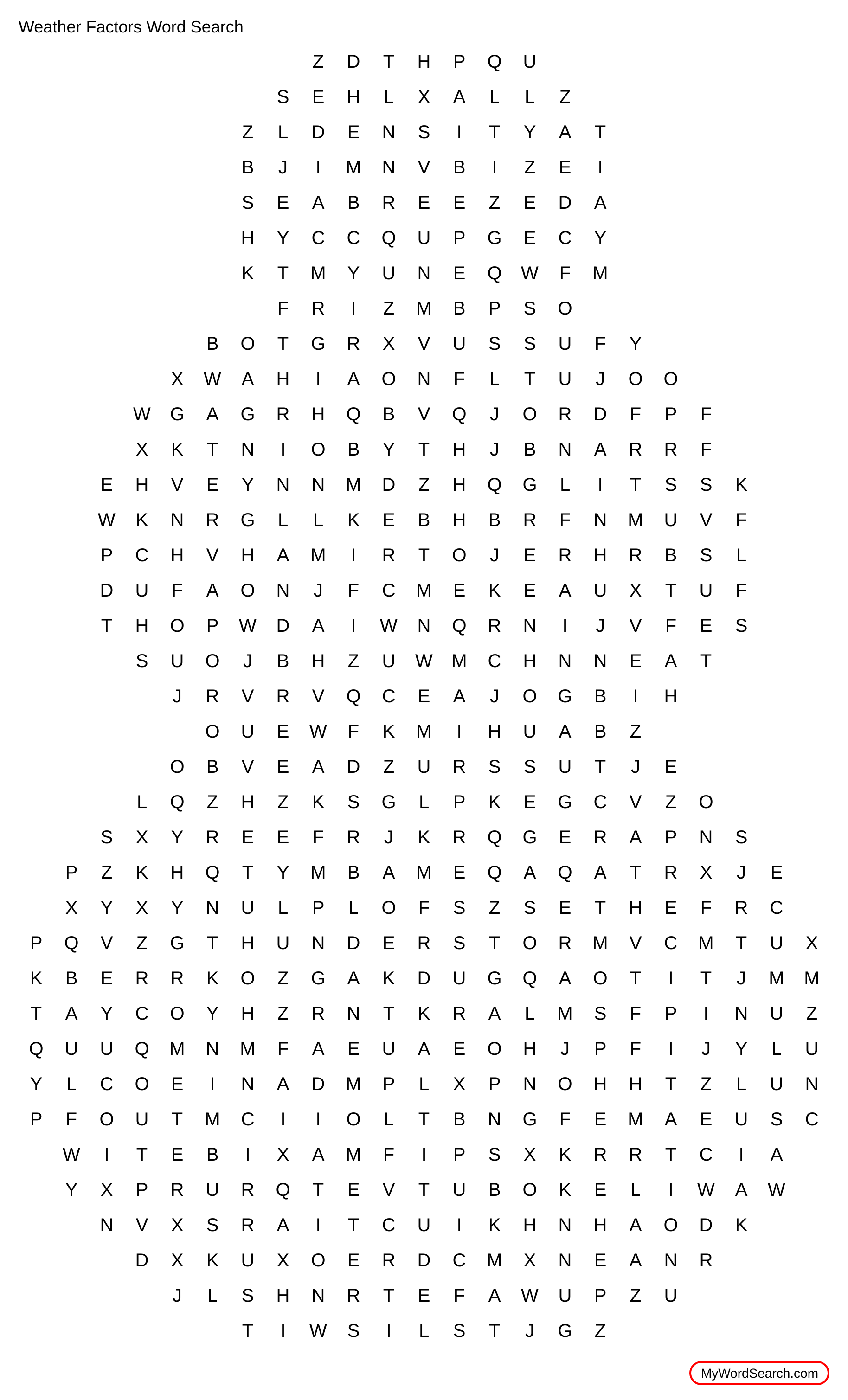 Weather Factors Word Search