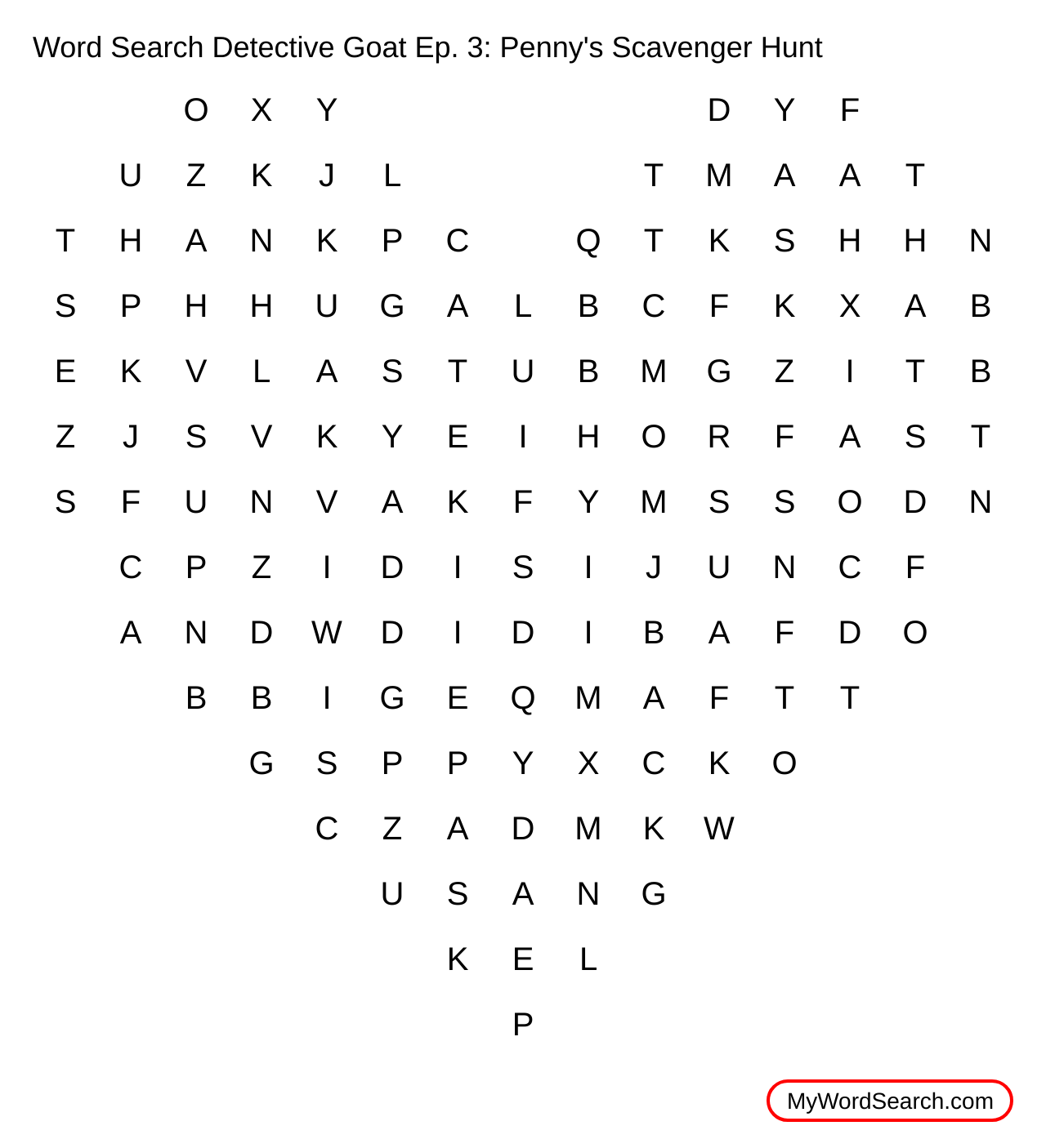 Word Search Detective Goat Ep. 3: Penny's Scavenger Hunt